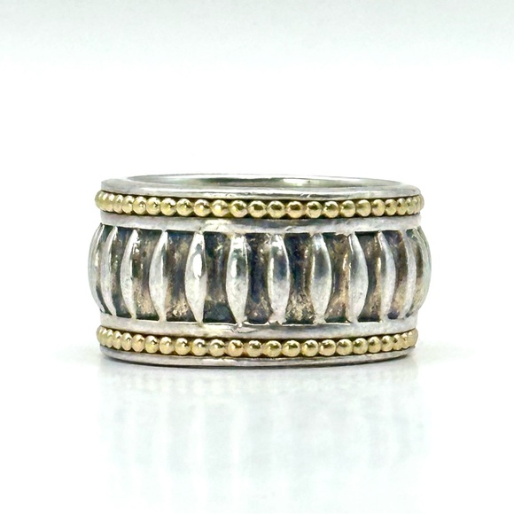 LAGOS | Jewelry | Lagos Caviar Two Tone Silver Gold Fluted Band Size 7 ...